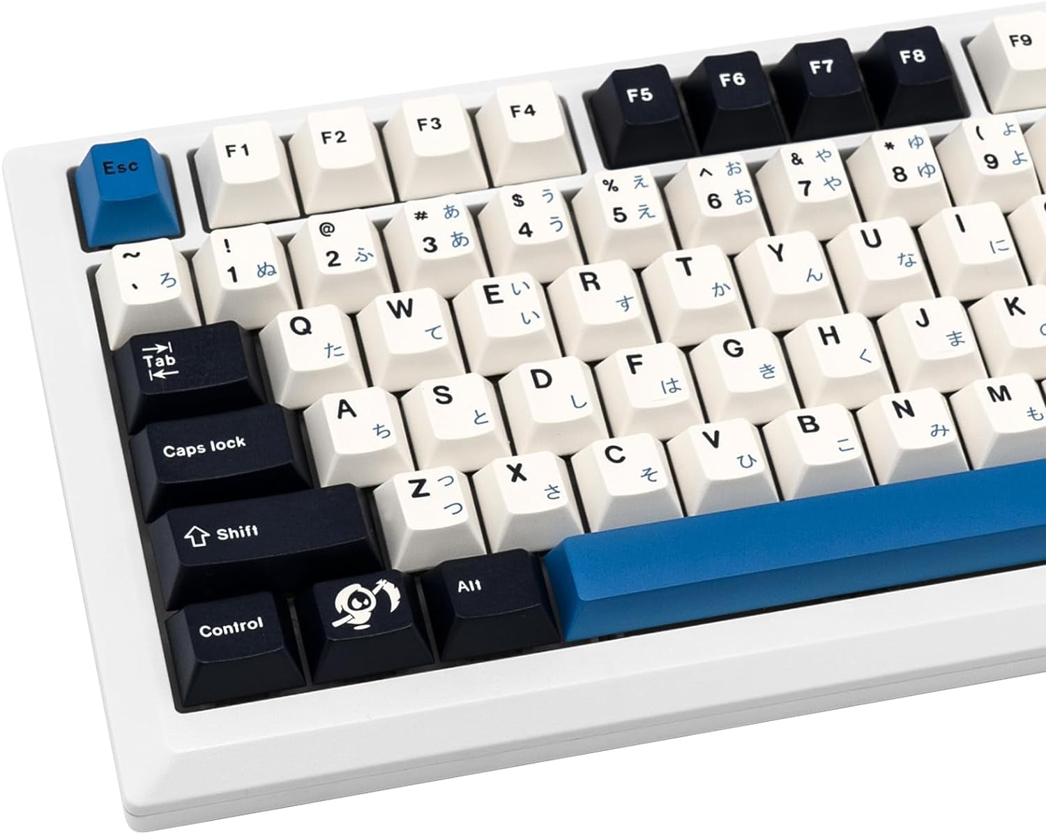 129 Keys PBT Japanese Keycaps Cherry Profile DYE-Sub White/Black/Blue ...