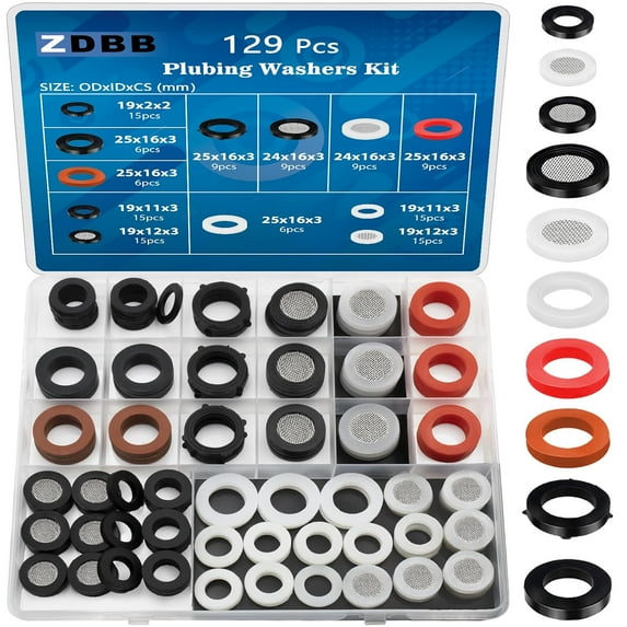 129 PCS Garden Hose Washers Shower Head Gaskets with Screen Filter ...