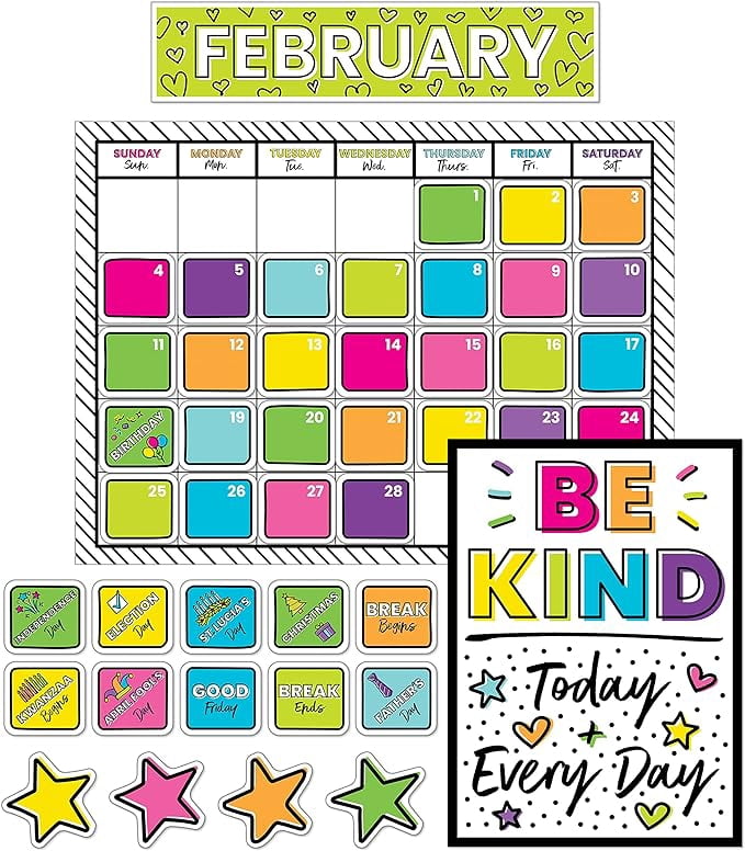 129 Pcs. Carson Dellosa Kind Vibes Calendar Bulletin Board Set ...