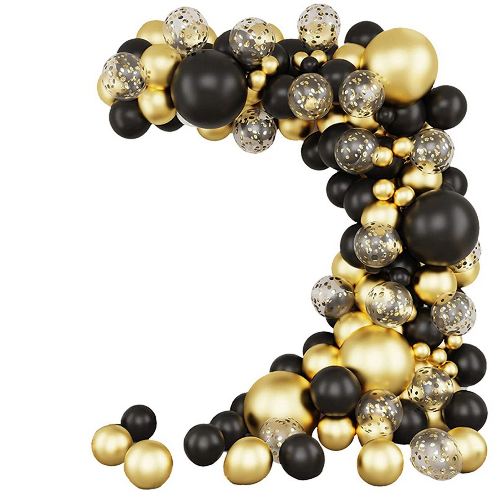 129 Pieces Black and Gold Balloon Garland Arch Kit Balloons Confetti ...
