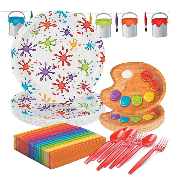 129 Pieces Little Artist Party Disposable Tableware Kit For 24 Guests ...