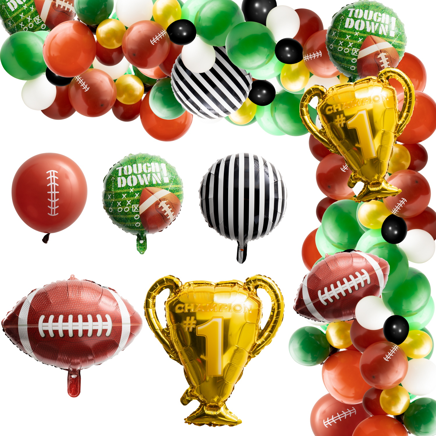 129 Pieces Rugby Balloon Chain Party Decorations, Latex Multi-Colour ...