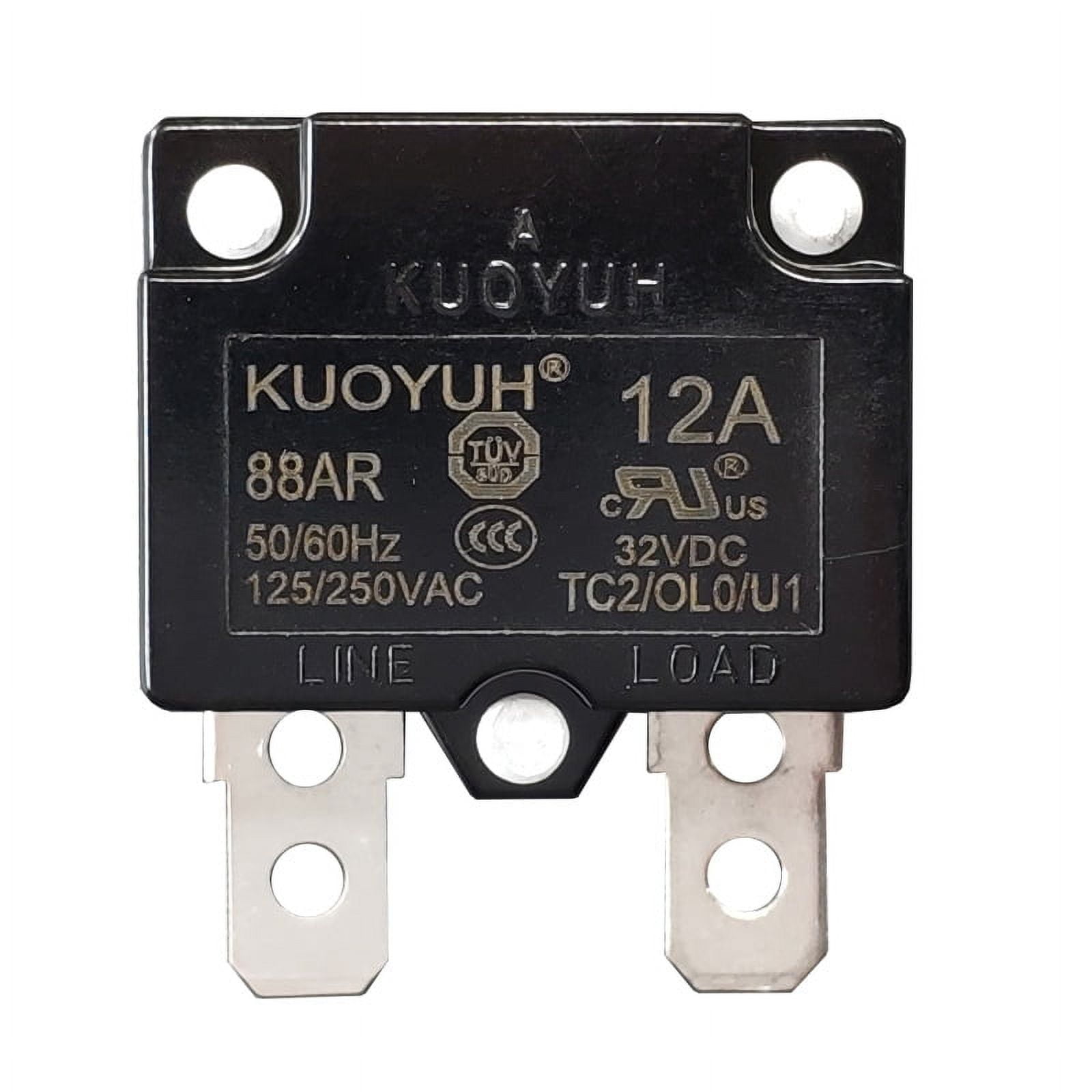 12A Circuit Breaker - KUOYUH 12 Amp 88AR Series Automatic-Reset Thermal ...