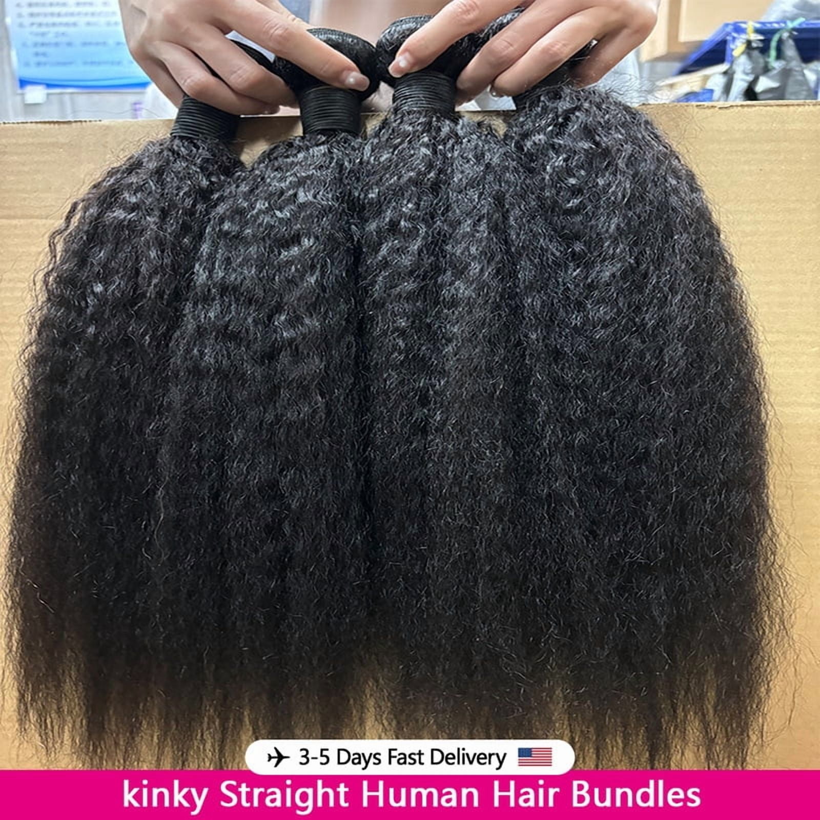 12A Kinky Straight Bundles Human Hair 100 Human Hair Yaki Straight ...