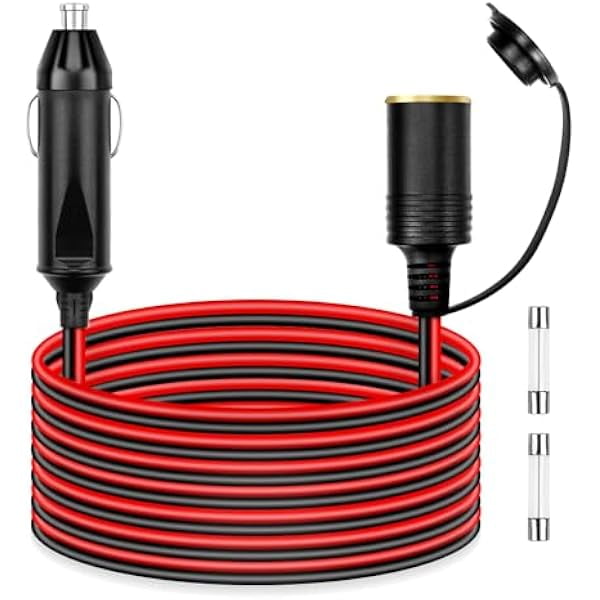 12AWG Cigarette Lighter Extension Cord 16.4FT 30A 360W Heavy Duty Car ...