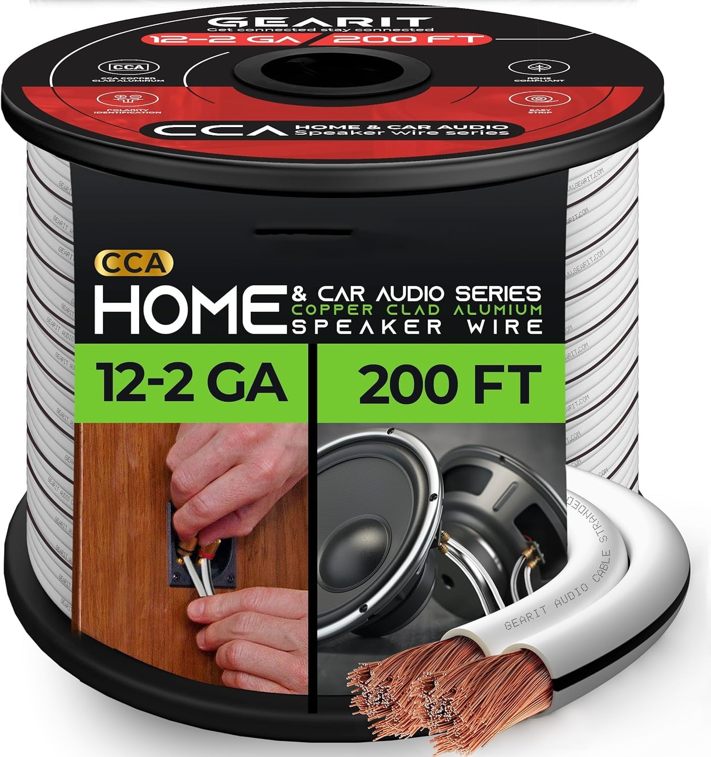 12AWG Speaker Wire, 12 Gauge Speaker Wire Cable (200 Feet / 60.96 ...