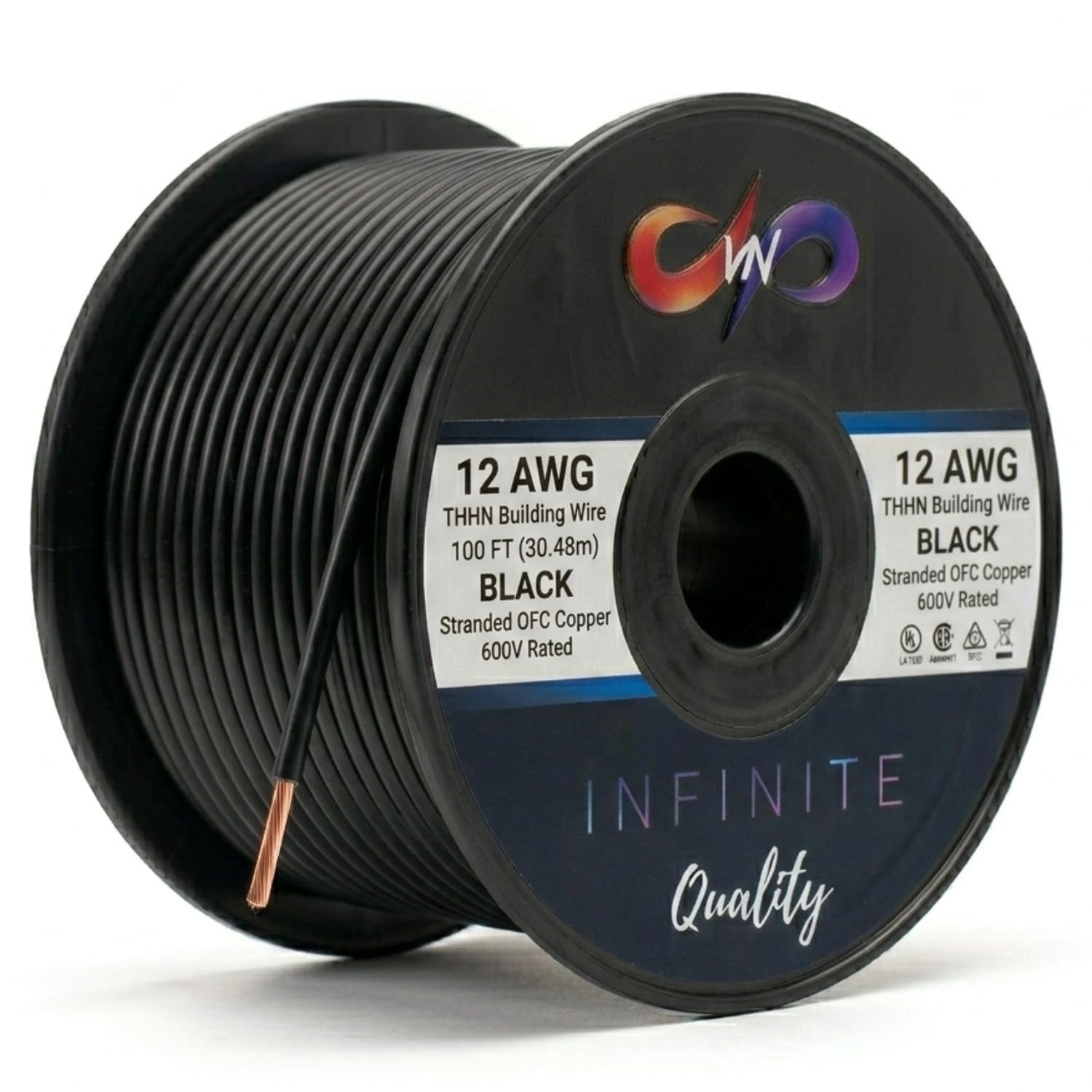 12AWG THHN Wire 12 Gauge 100 FT OFC Copper Electrical Stranded Copper ...