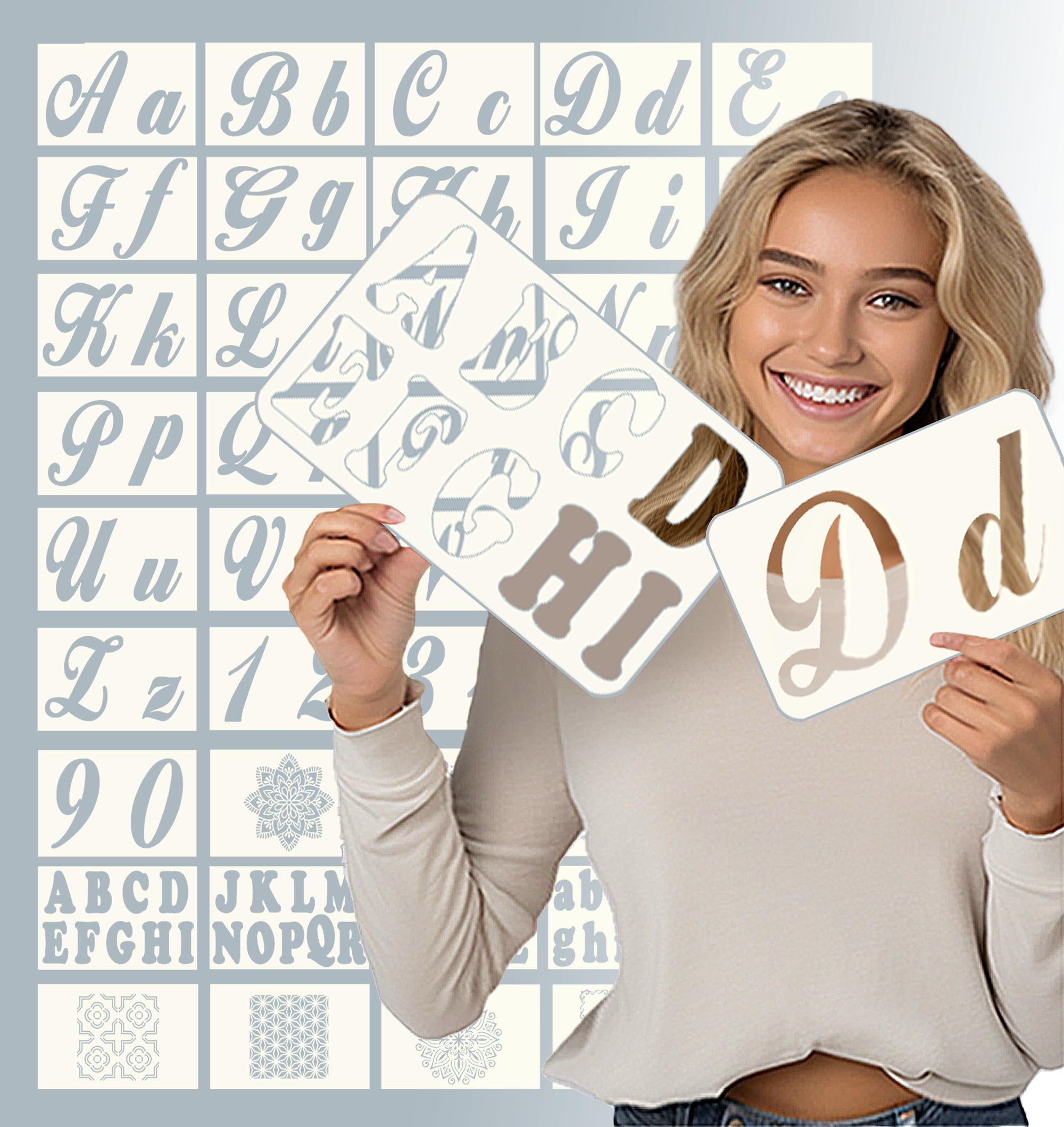 12Alphabet Numbers & Mandala Stencils Small & Large 2 & Inches Upper ...