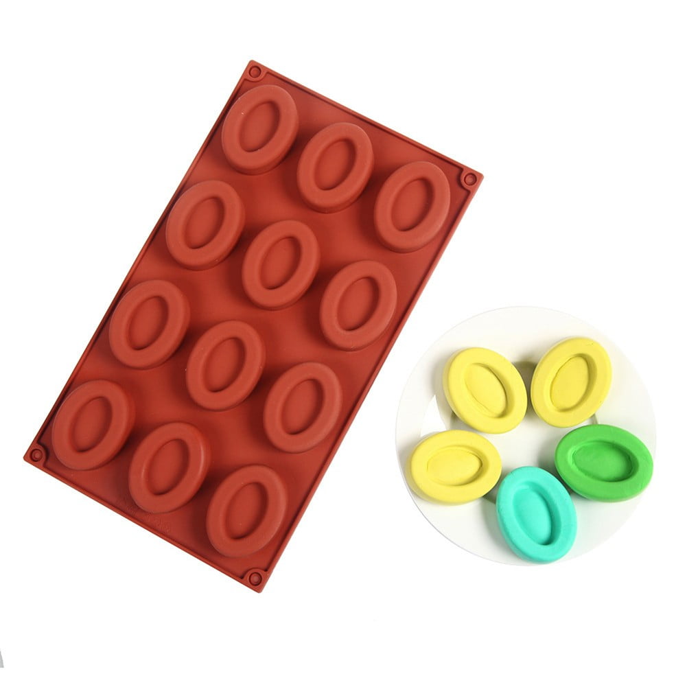 12Cavity Silicone Oval Donut Mould Baking Pan Bread Pastry Tray ...