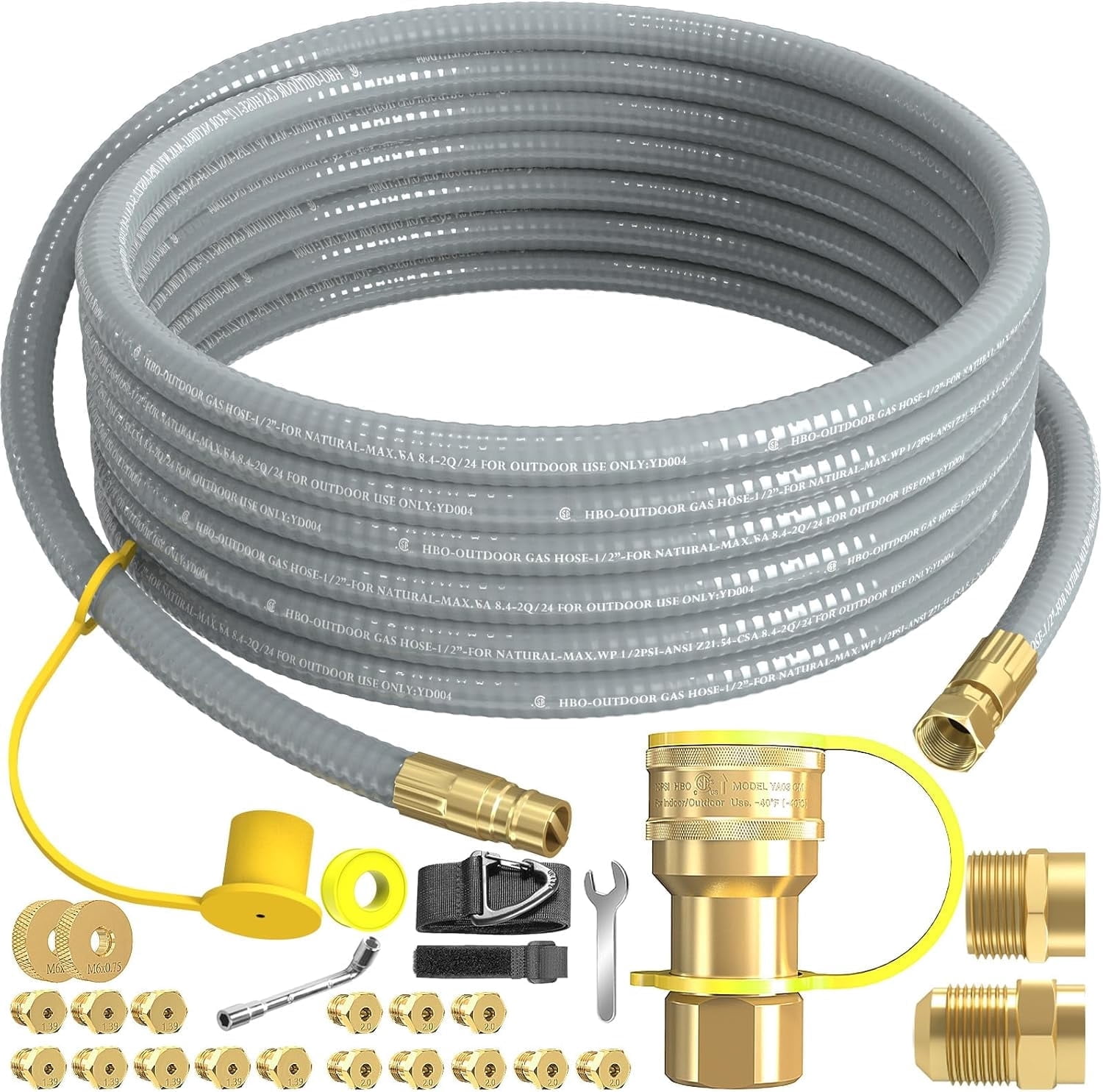 12FT 1/2" ID Natural Gas Hose with Quick Connect Fitting for BBQ, Grill ...