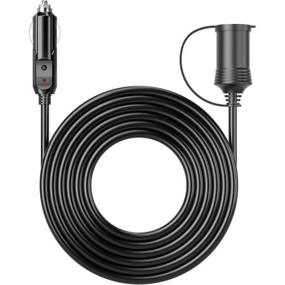 12FT 12V Cigarette Lighter Extension Cord 16AWG, Male to Female Socket ...