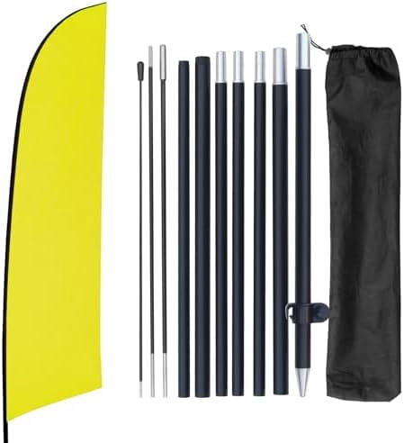 12FT Blank Feather Flag Kit with Pole Solid Color Feather Flag for ...