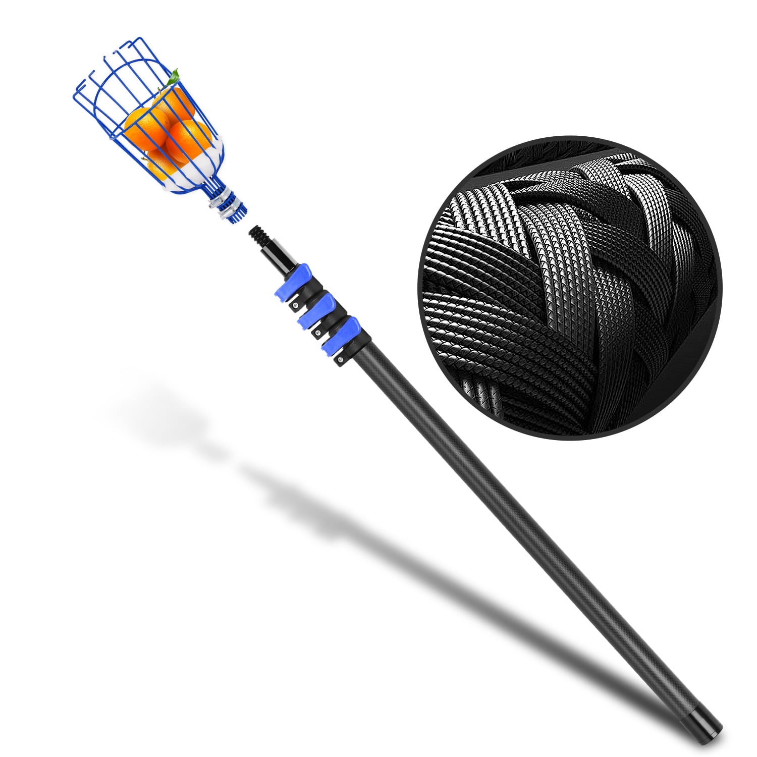 12FT Carbon Fiber Fruit Picker Pole with Basket, Apple Picker with ...
