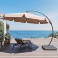 12FT Champagne Cantilever Patio Umbrella with Scalloped Edge, Heavy ...