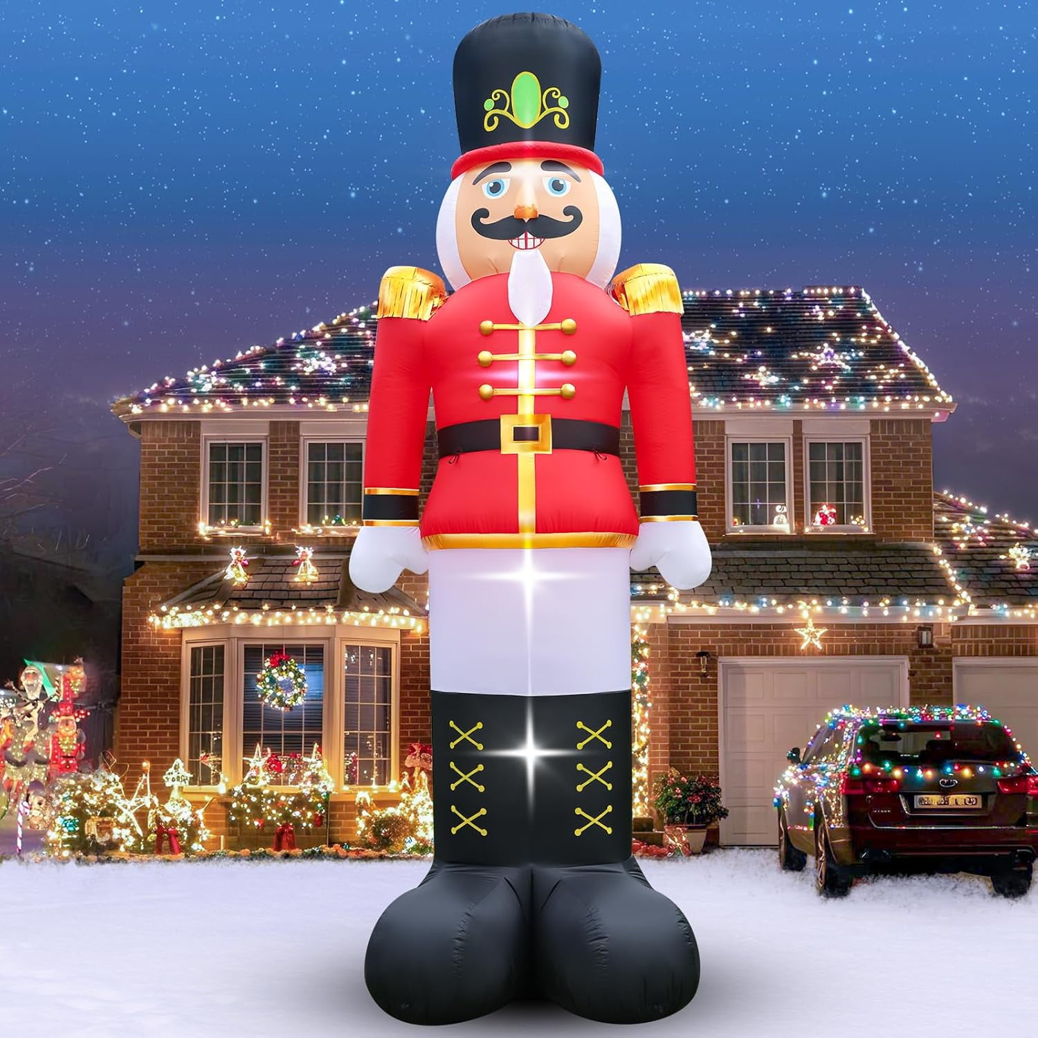 12FT Christmas Inflatable Nutcracker Soldier Outdoor Yard Decoration ...