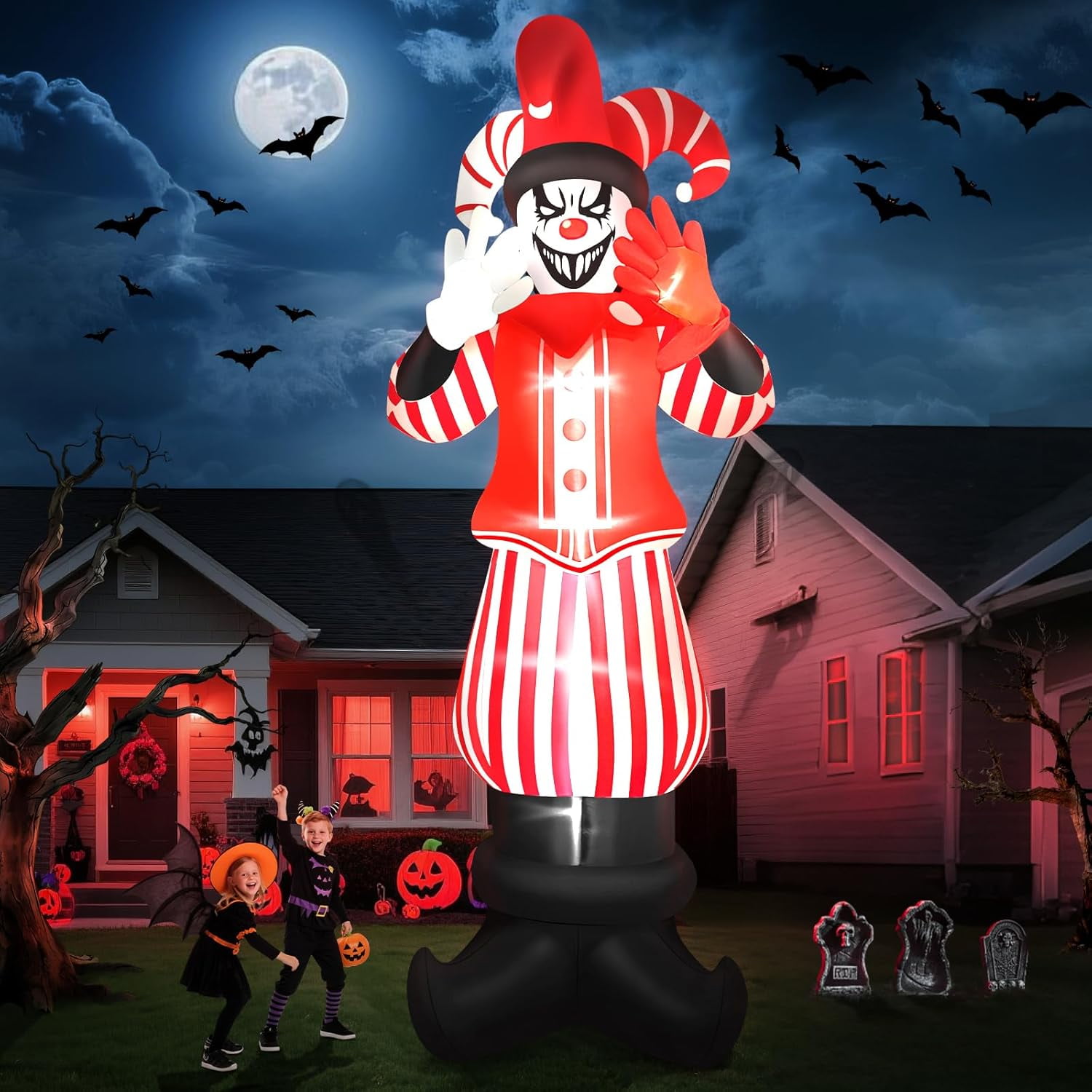 12FT Giant Halloween Inflatable Decoration, Red Costume Scary Clown ...