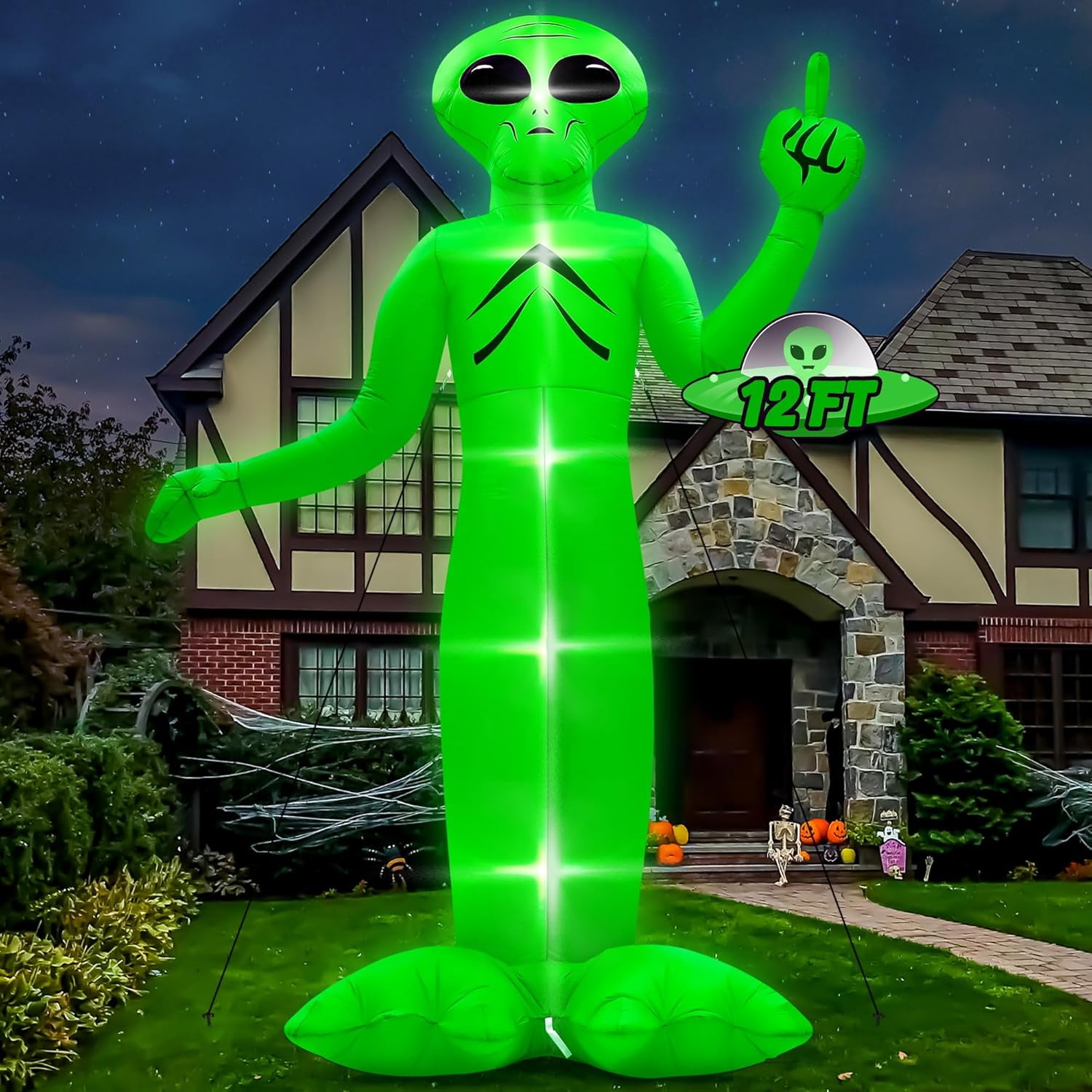 12FT Halloween Inflatables Outdoor Decorations, Giant Halloween Alien ...