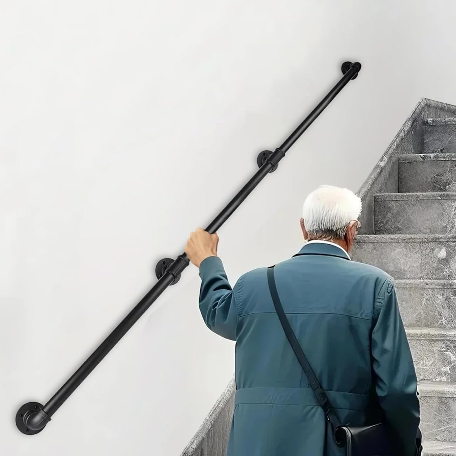 12FT Industrial Pipe Stair Railings Indoor, Hand Rails for Indoor ...