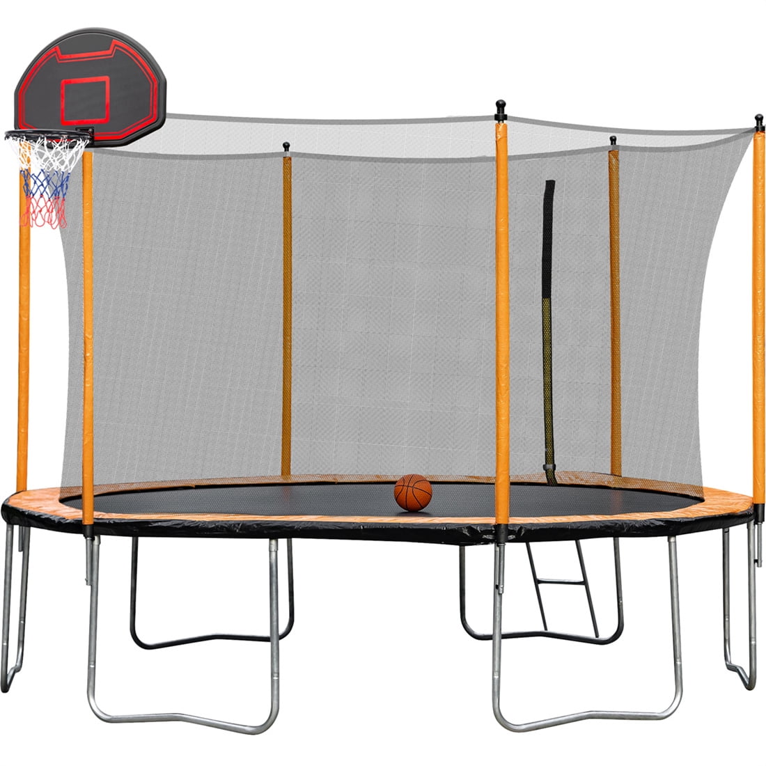 12FT Kids Trampoline, Recreational Trampolines with Safety Enclosure ...