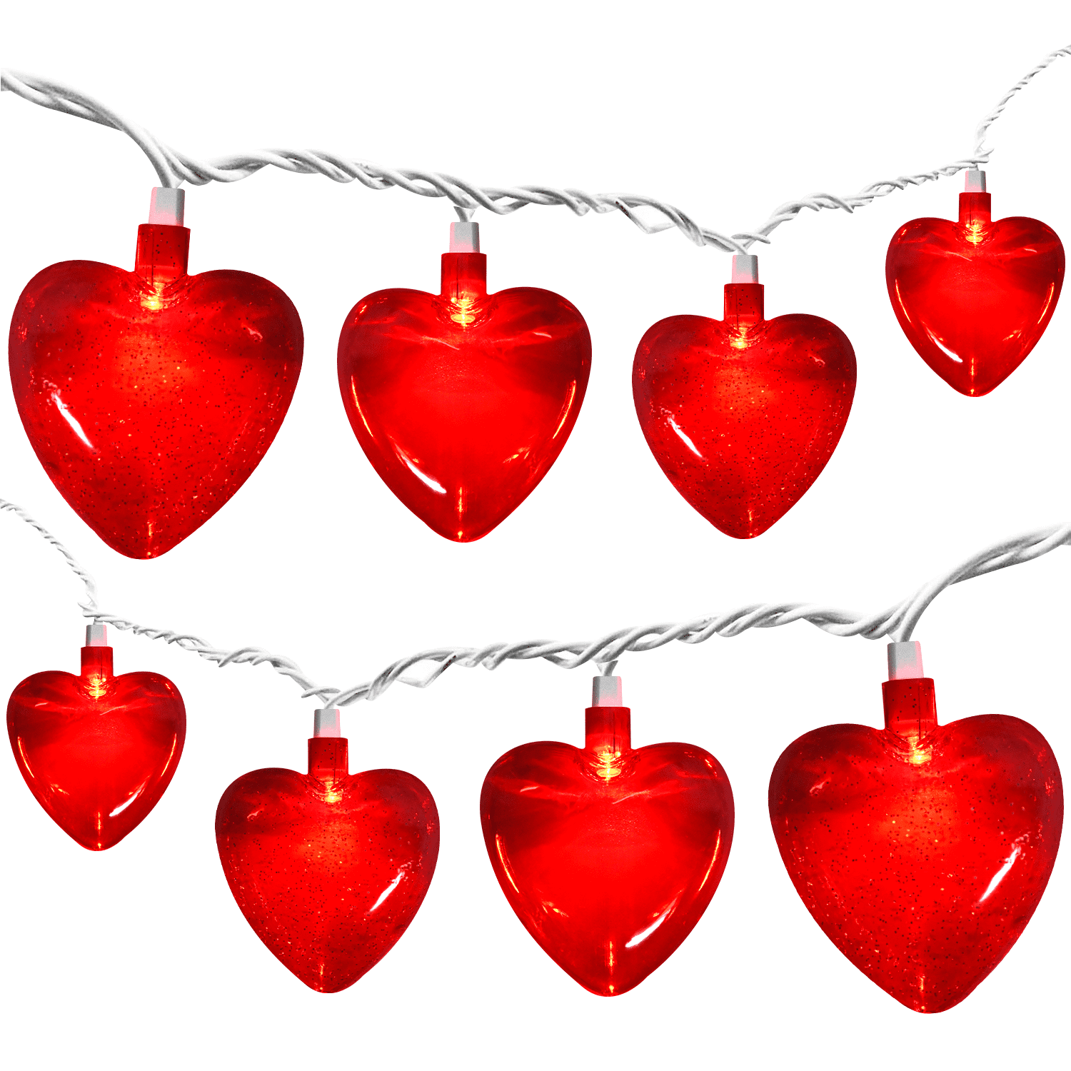 12FT LED Valentine's Day Lights Red Heart String Lights Plug in with ...
