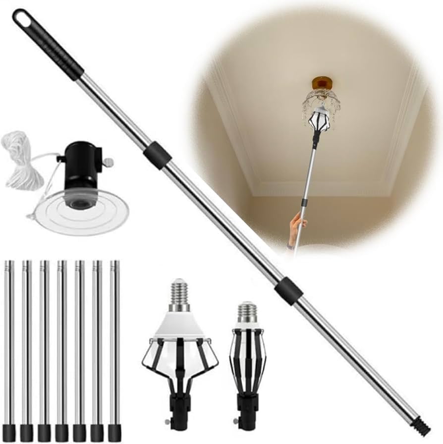 12FT Light Bulb Changer for High Ceilings - Adjustable Pole with ...