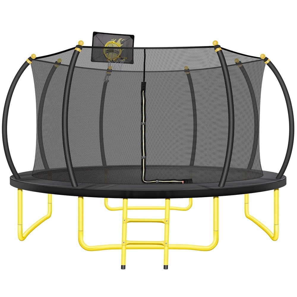 12FT Outdoor Trampoline for Kids and Adults, Large Pumpkin Trampoline ...
