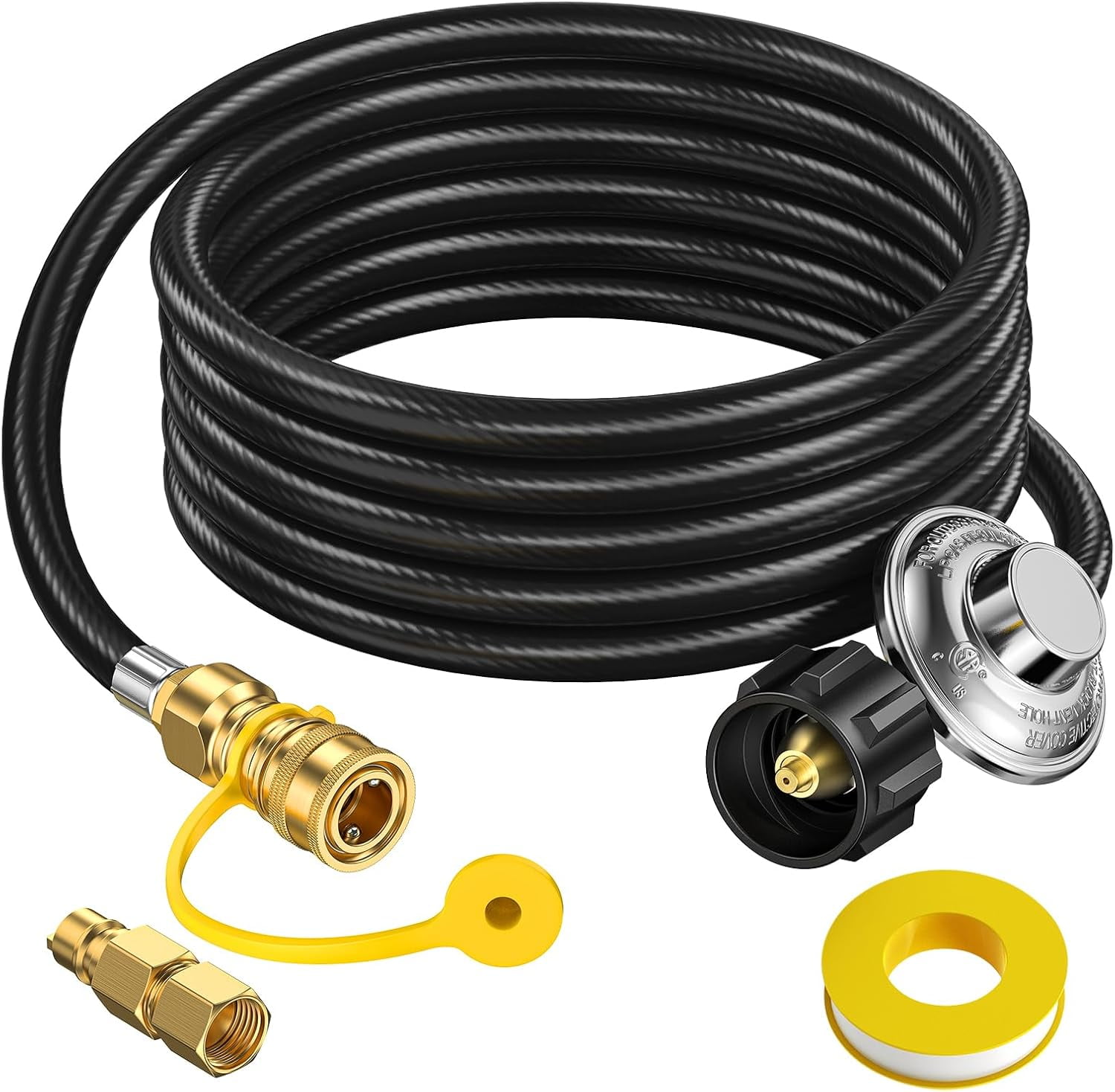 12FT Propane Hose with Regulator, 3/8" inch Quick Connect Disconnect ...
