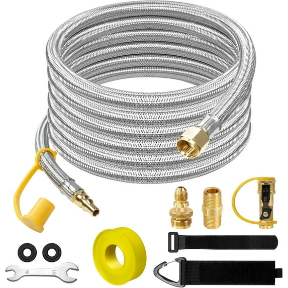 12FT Quick Connect Propane Hose for RV to Gas Grill - Stainless Braided ...