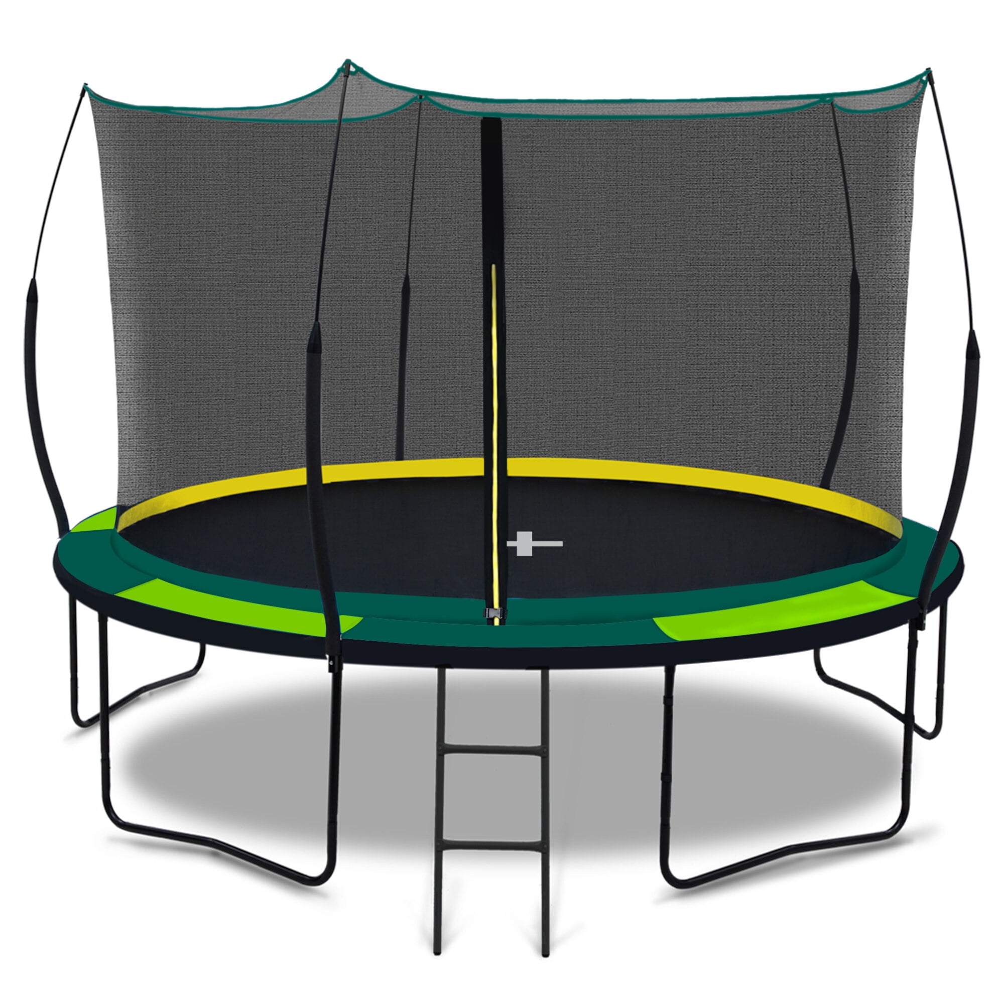 12FT Recreational Trampoline with Enclosure Net and Ladder,Galvanized ...