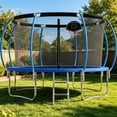 12FT Round Outdoor Trampoline with Safety Enclosure Net,800Lbs Capacity ...