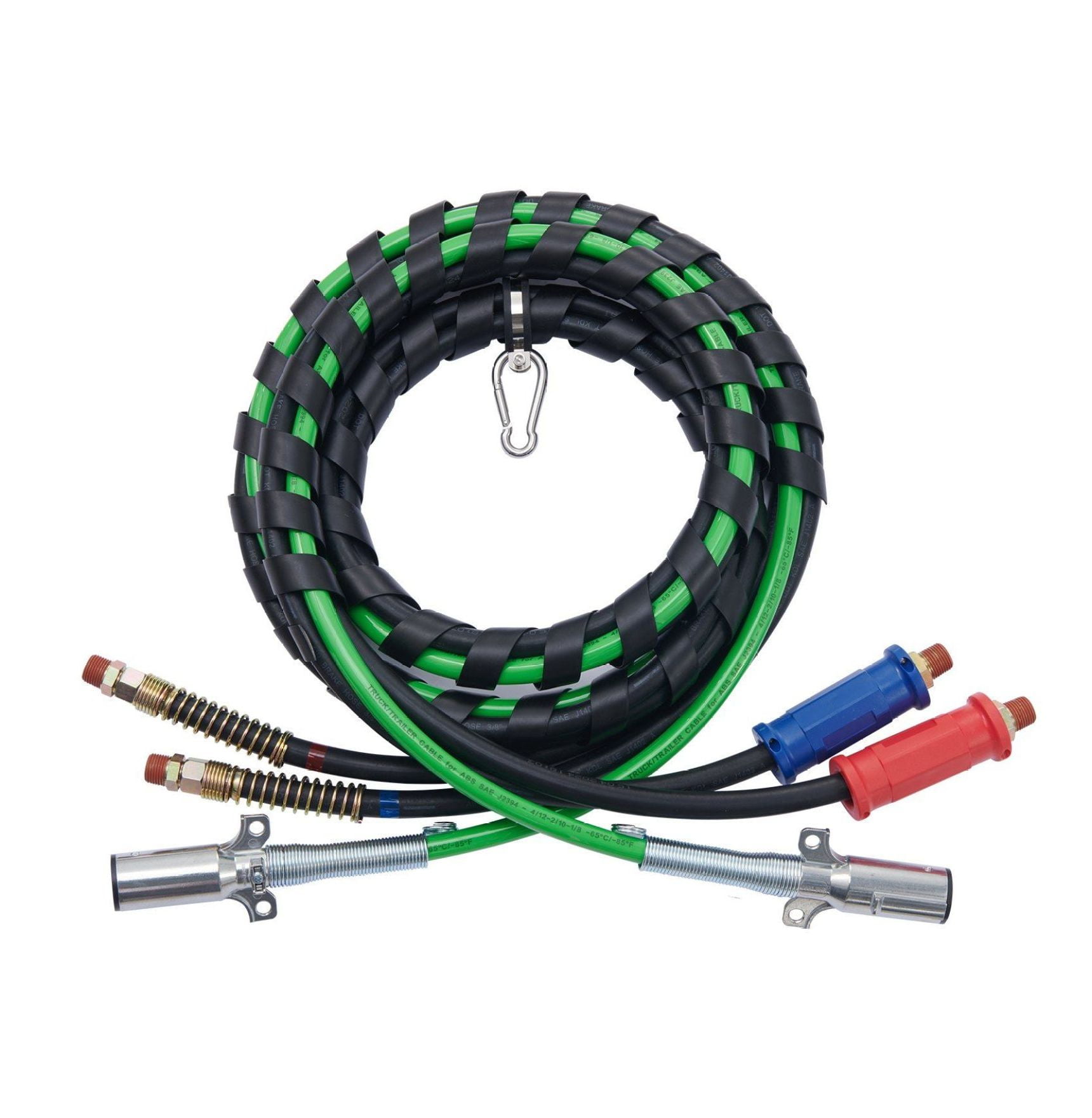 12FT Semi Truck Air Lines Kit, 3-in-1 Air Hose & ABS Power Line with 7 ...