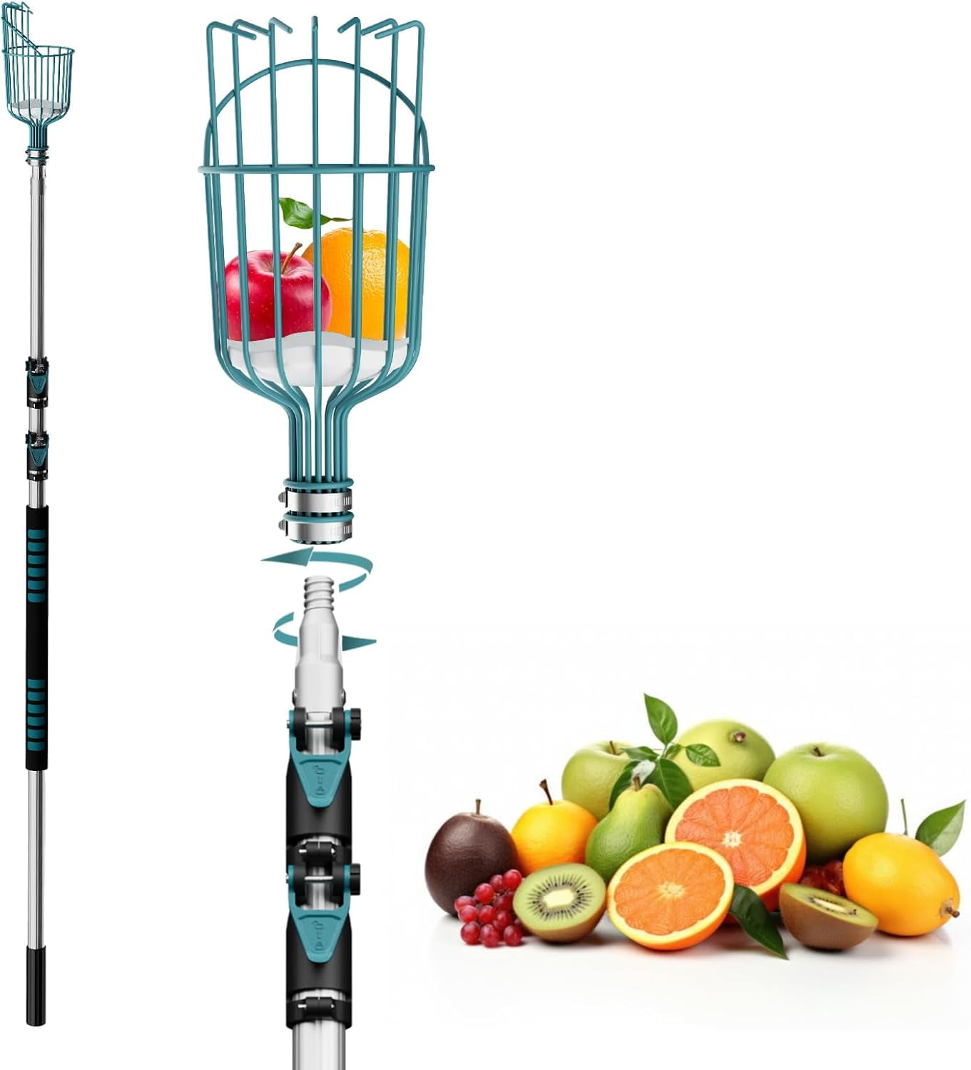 12FT Telescoping Fruit Picker (20+ Foot Reach) | Lightweight High-Grade ...