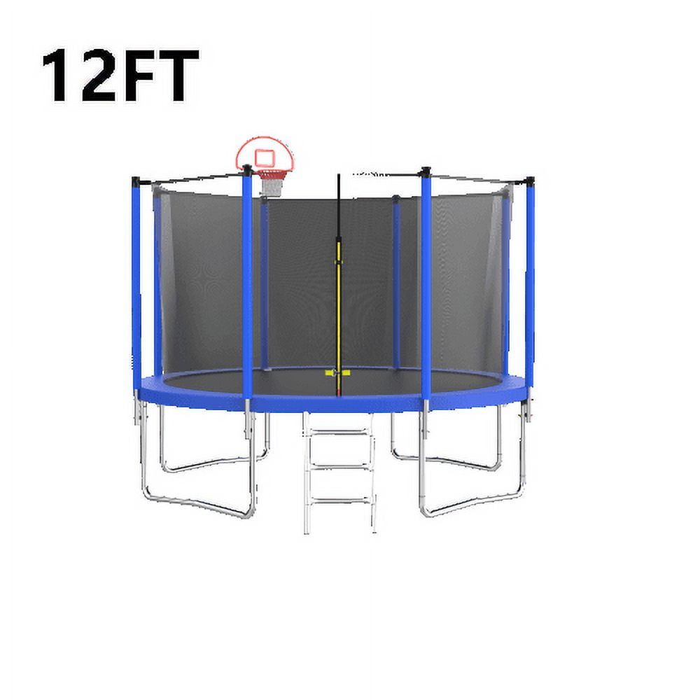 12FT Trampoline with Safety Enclosure for Kids and Adults, Recreational ...