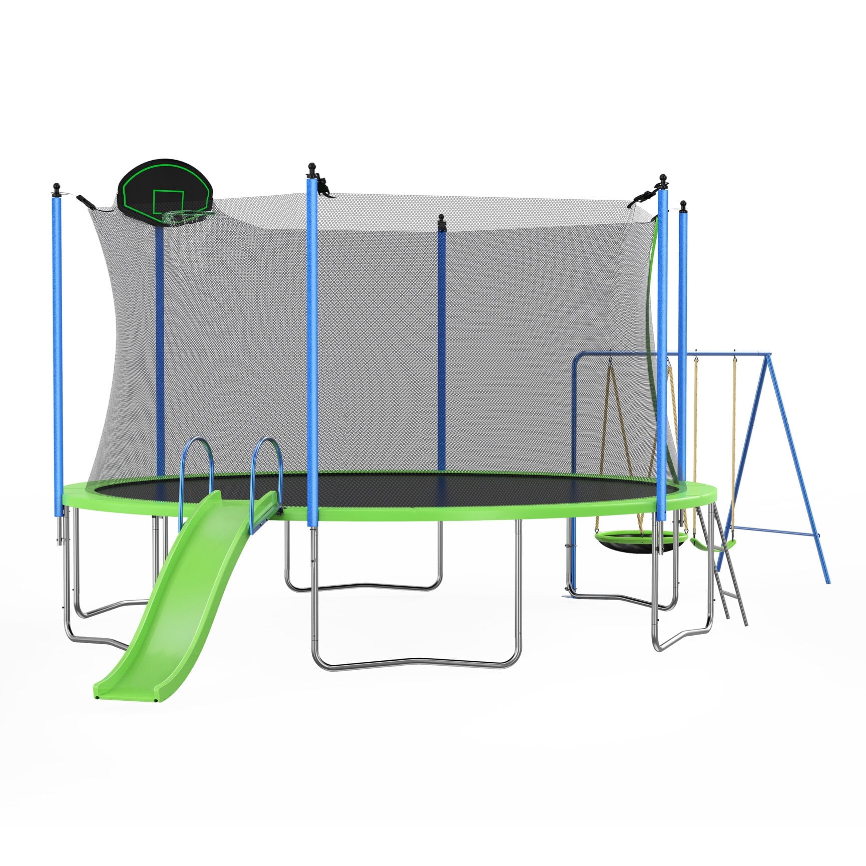12FT Trampoline with Slide and Swings, Trampoline Outdoor with ...
