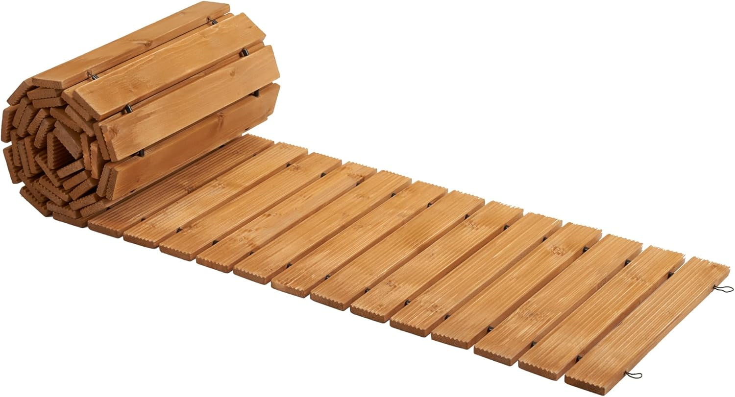 12FT Wooden Garden Pathway Straight Outdoor Walkway Roll Out Cedar Wood ...