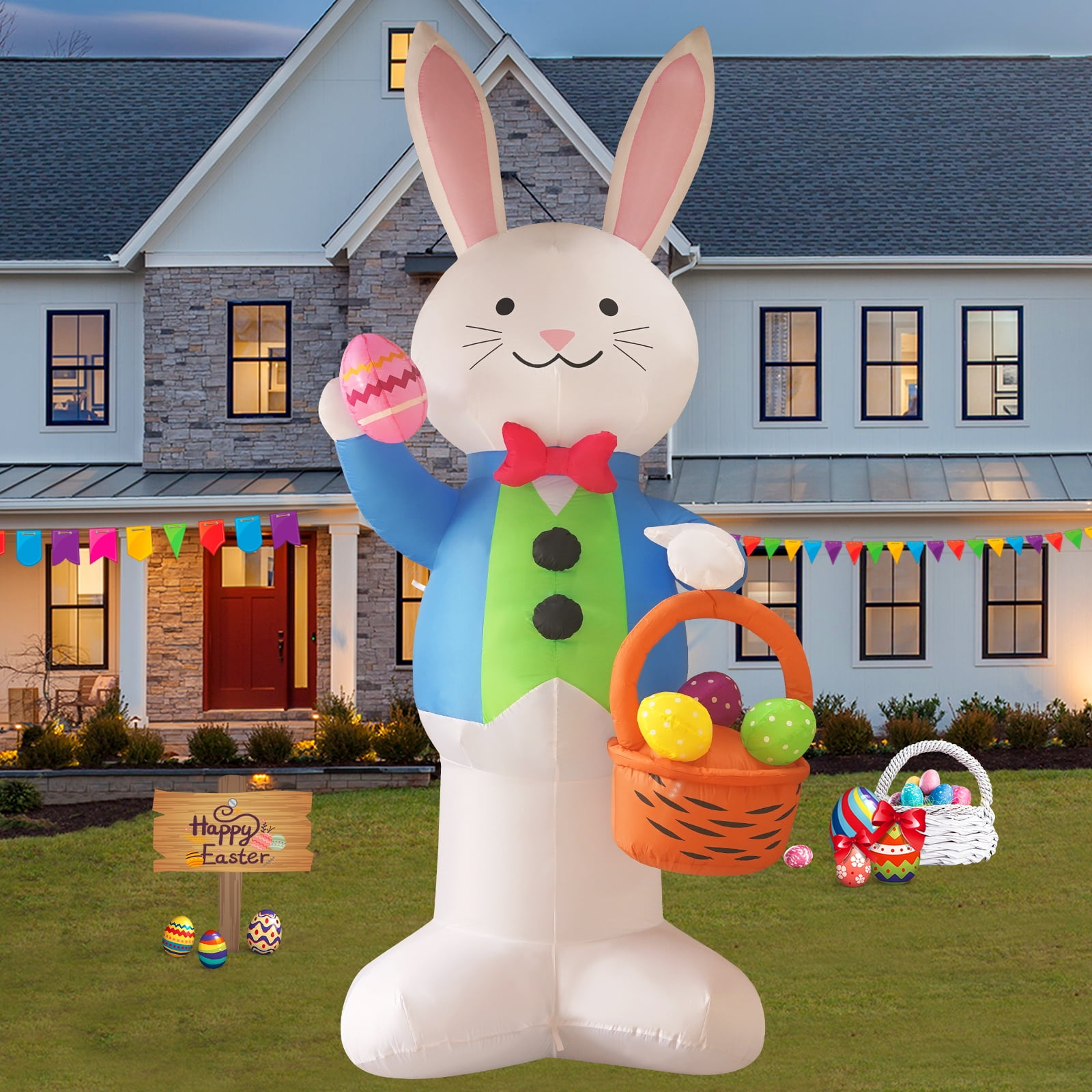 12FT rabbit with basket, Easter outdoor inflatable decoration - Walmart.com