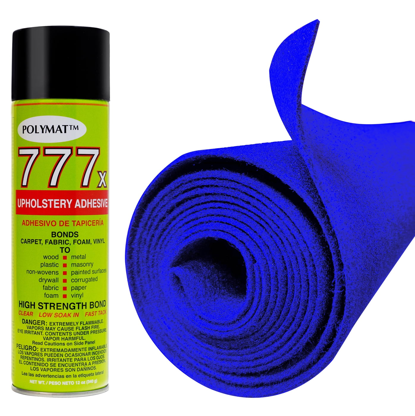 12FT x 3.75FT Blue Carpet ROLL + 1 CAN 777 Polymat Glue For Hunting Gun ...