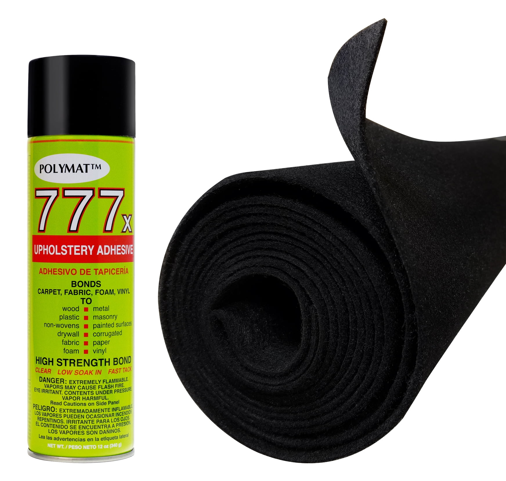 12FTx3.75FT BLACK Polymat S35 Carpet ROLL+1 CAN of Polymat 777 Glue For ...
