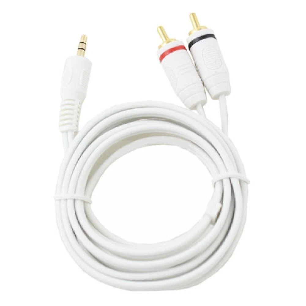 12Ft 3.5Mm Stereo Male Plug To 2 Rca Male Plug Converter Adapter White ...