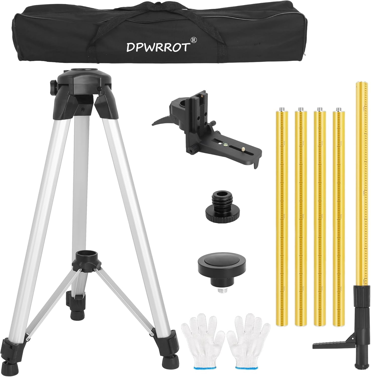 12Ft./3.7M Telescoping Laser Level Pole with Tripod, Includes 1/4-Inch ...