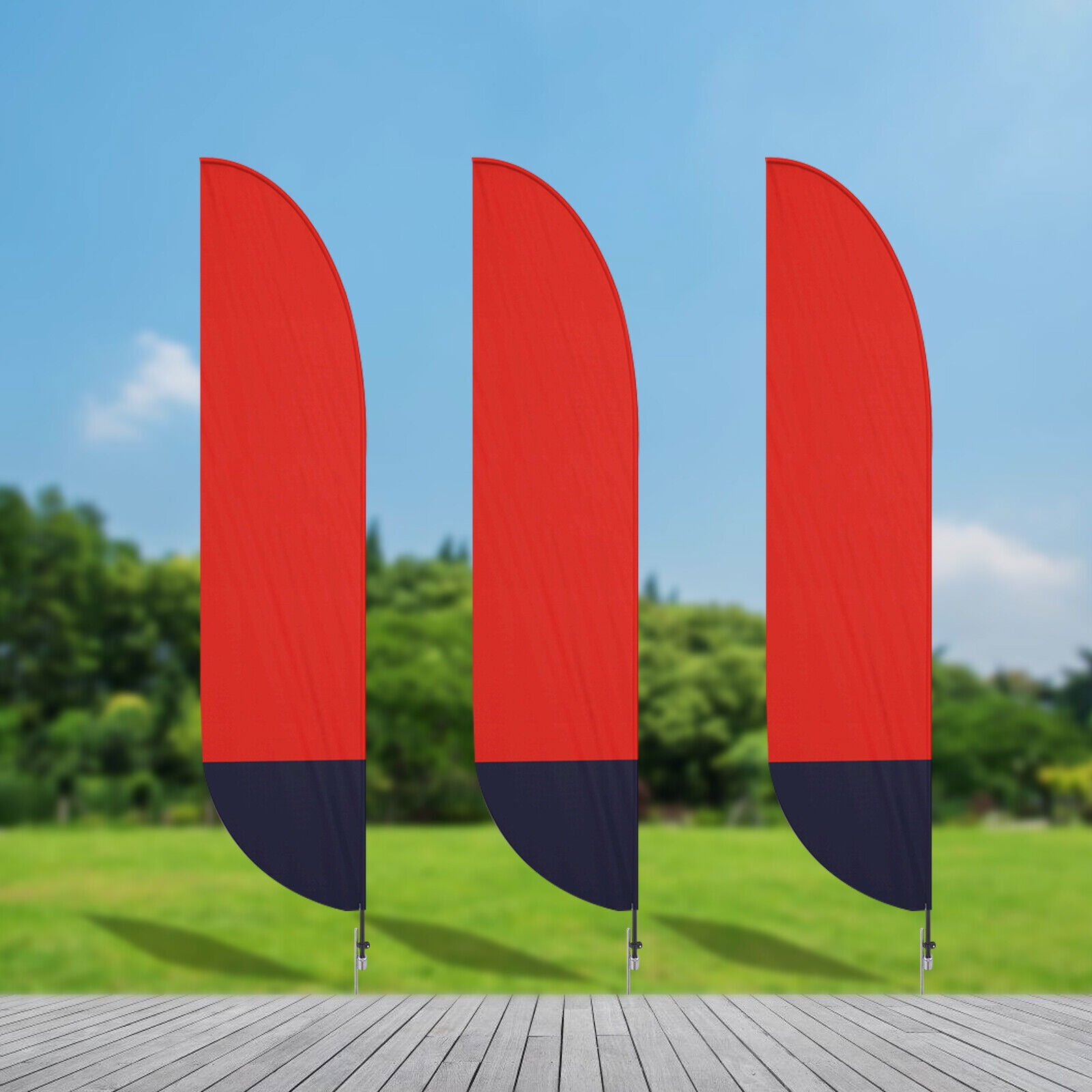 12Ft Flag Poles Kit For Windless Feather Flag Bundles 3 Packs Floor-standing Rack Advertising ...