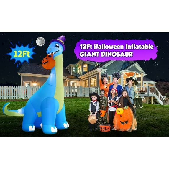 12Ft Giant Halloween Inflatable Decorations Dinosaur, Build-in LEDs ...