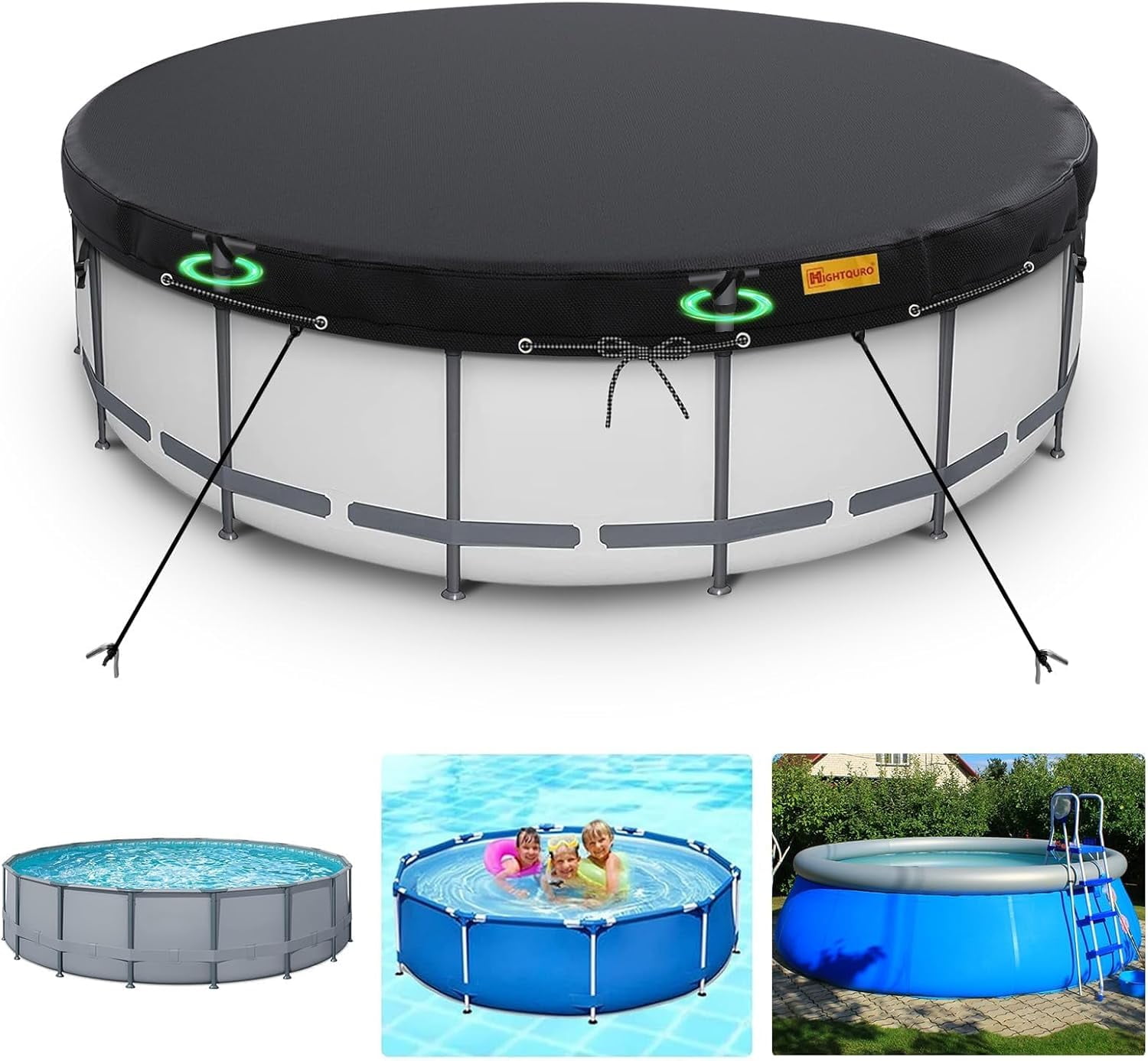 12Ft Round Pool Cover,Heavy Duty Waterproof Round Pool Covers for Above ...
