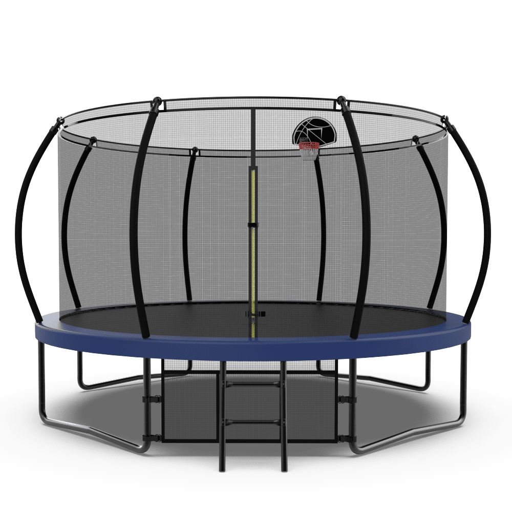 12Ft Trampoline with Balance Bar, Basketball Hoop and Ball, 1.5MM ...