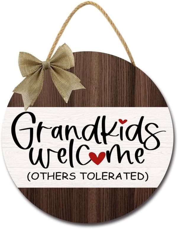 12IN Grandkids Welcome Others Tolerated Sign For Front Door Porch ...