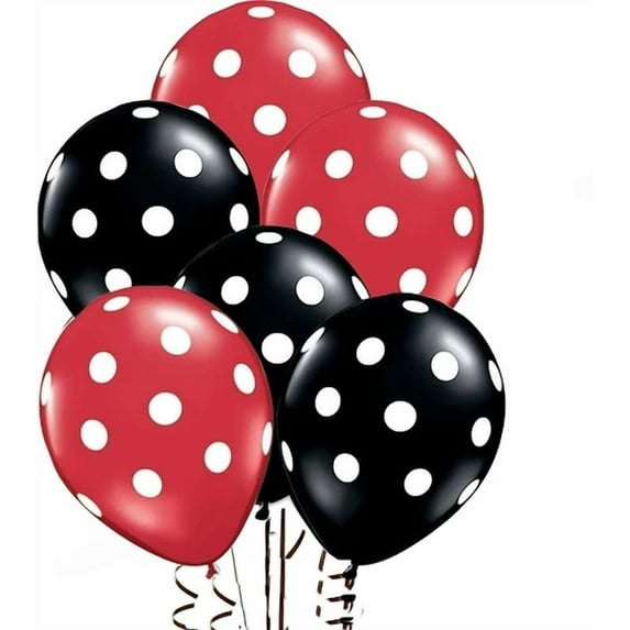 12Inch 50X Red Black Dot Polka Latex Baby Shower Birthday Party ...