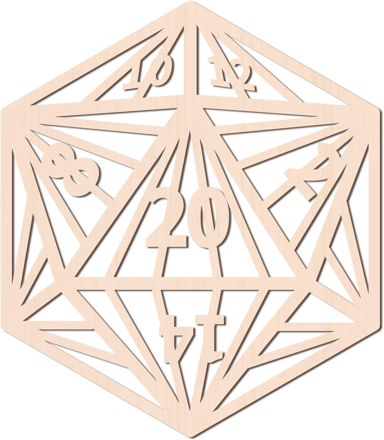 12Inch D20 Dungeon Dice Wooden Wall Art Sacred Geometry Home Decor ...