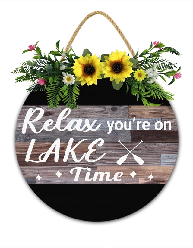 12Inch Door Hanger Lake House Sign Farmhouse Relax You're On Lake Time ...