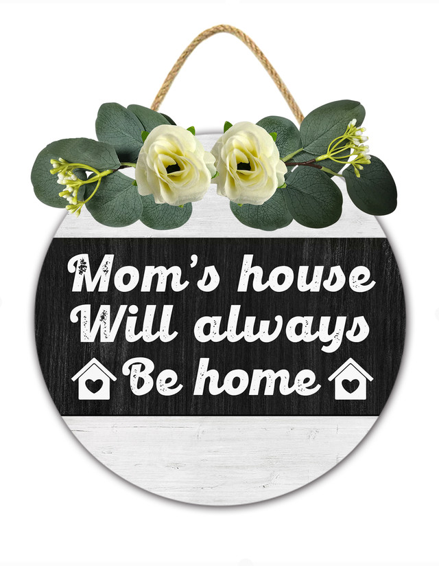 12Inch Door Hanger Mom Sign Gift Farmhouse Mom's House will Always Be ...