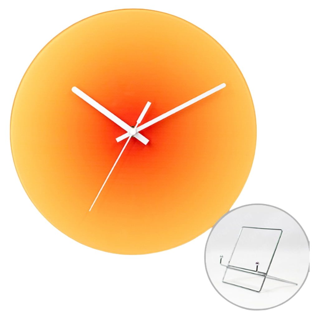 12Inch Glass Wall Clock Quiet Operating Battery Included With Metal ...